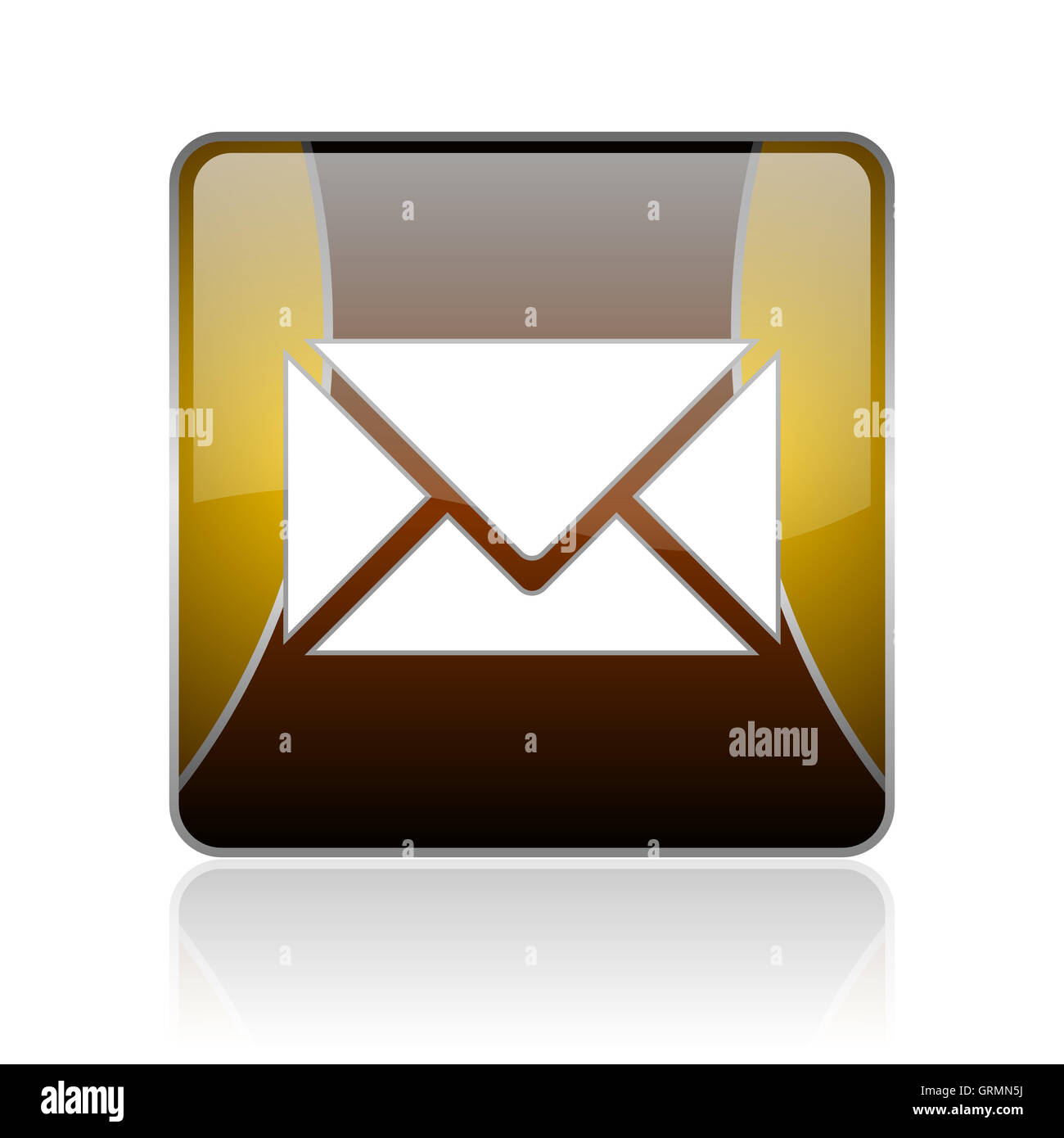 mail golden square web glossy icon Stock Photo - Alamy