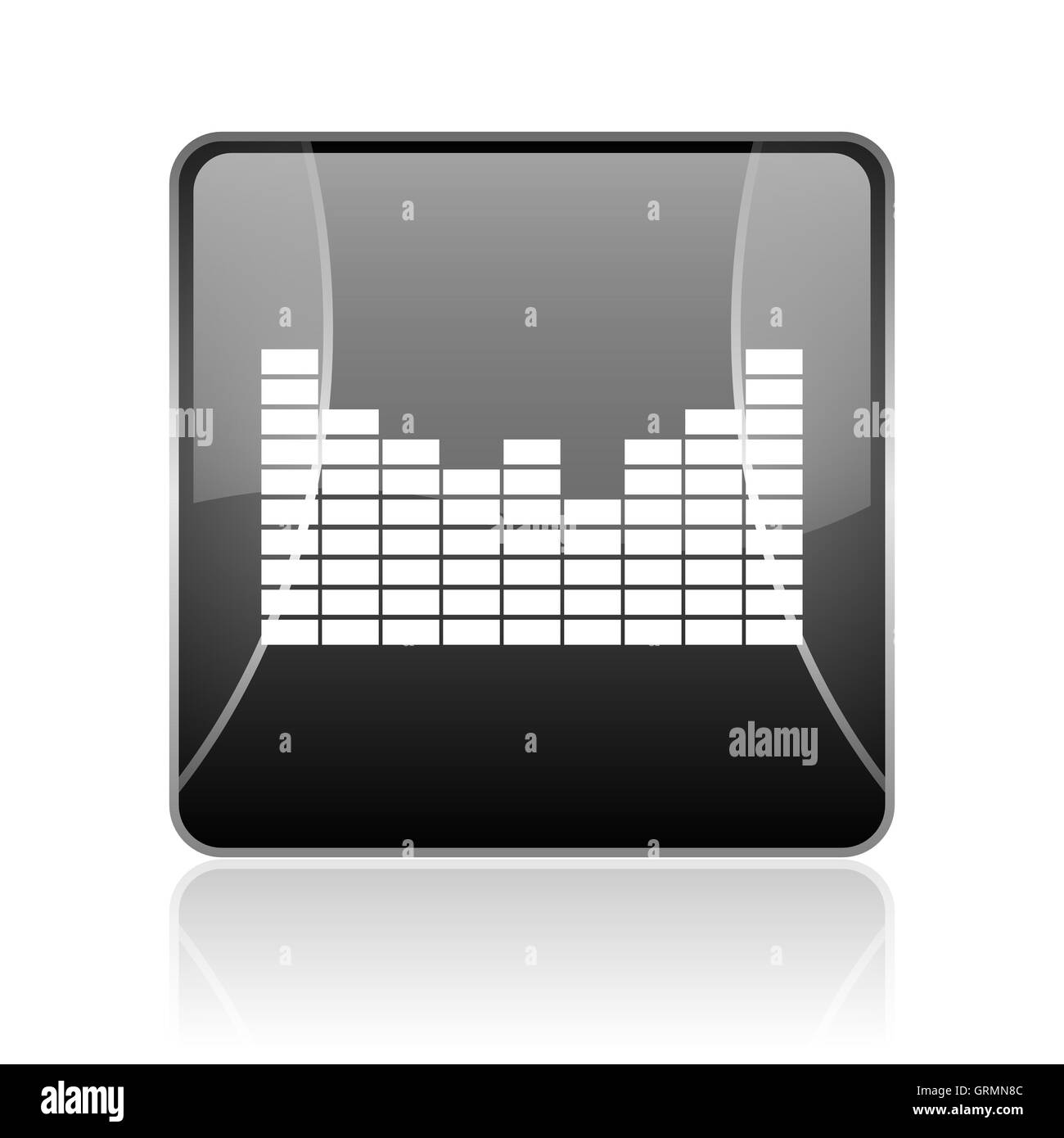 sound black square web glossy icon Stock Photo - Alamy