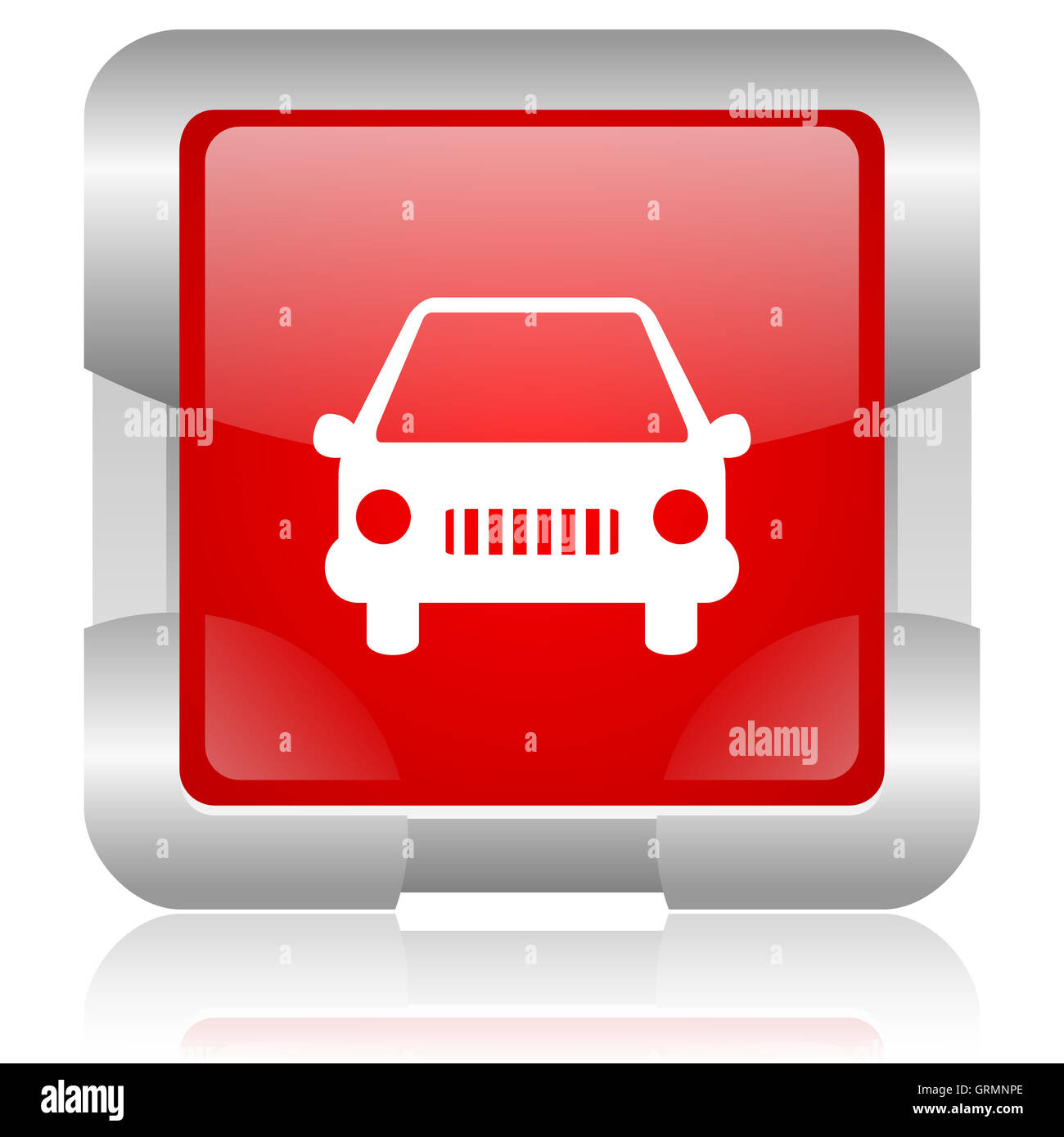 car red square web glossy icon Stock Photo - Alamy