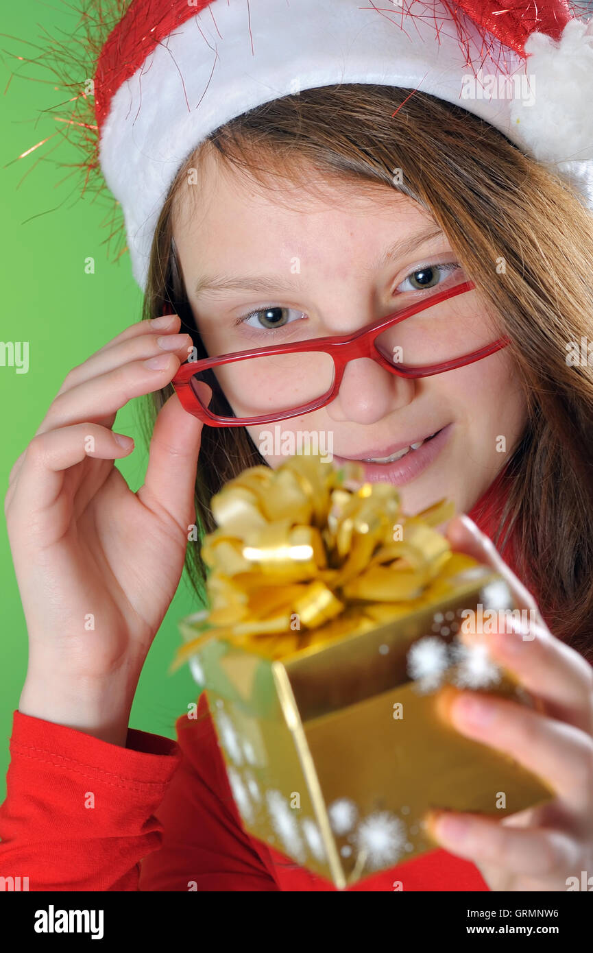 little girl with present Stock Photo - Alamy
