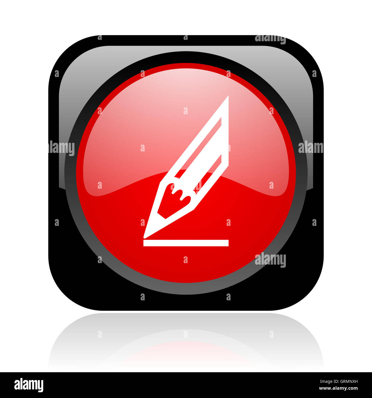 draw black and red square web glossy icon Stock Photo - Alamy