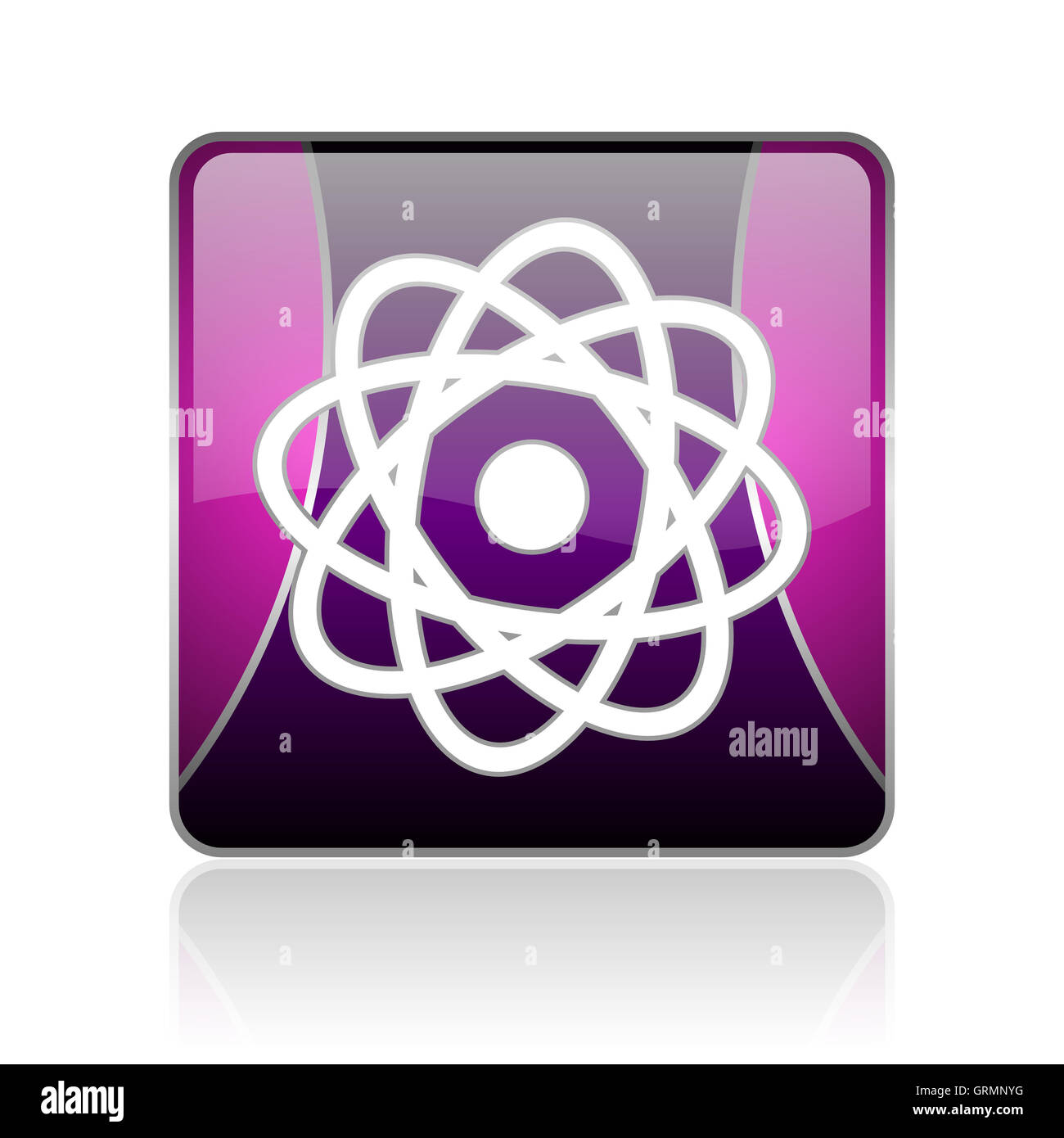 atom violet square web glossy icon Stock Photo - Alamy