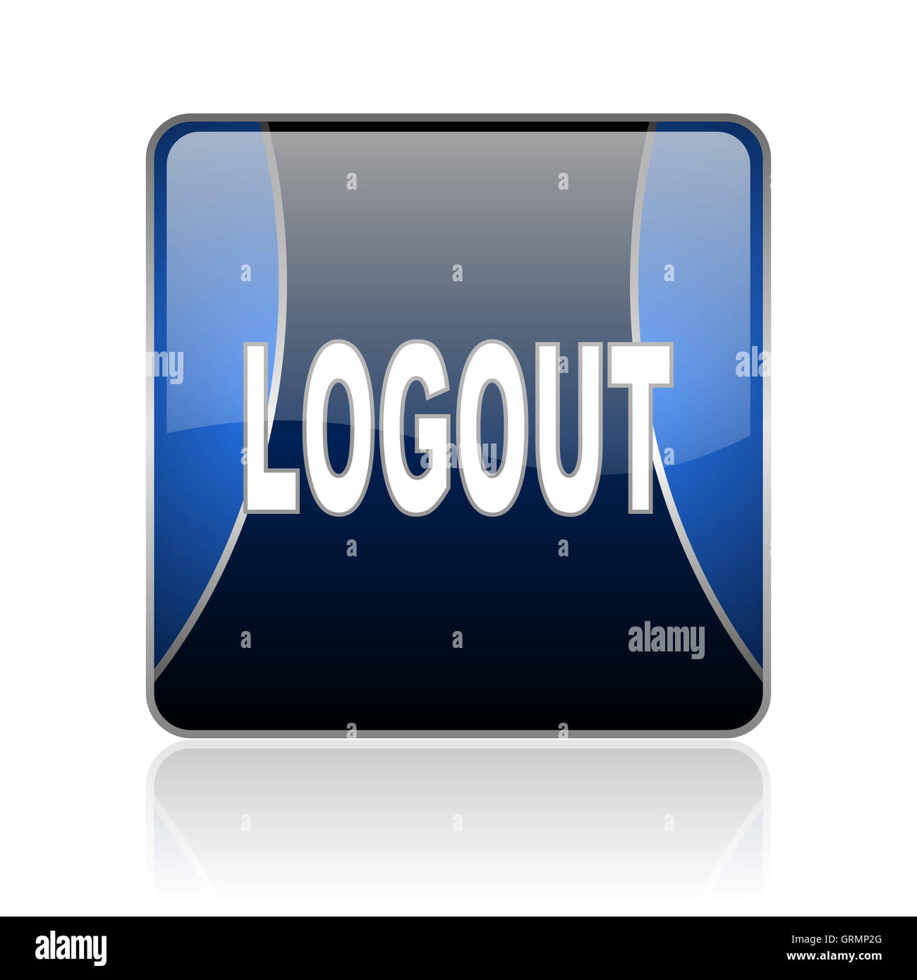 logout blue square web glossy icon Stock Photo - Alamy