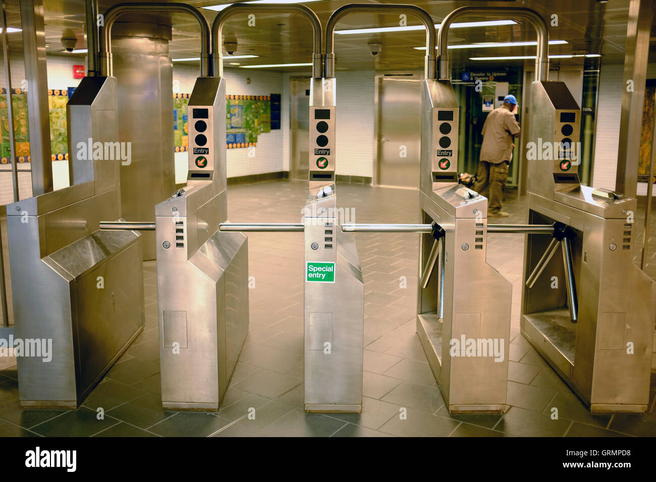 Subway entrance with turnstiles at Oculus the centerpiece of World ...