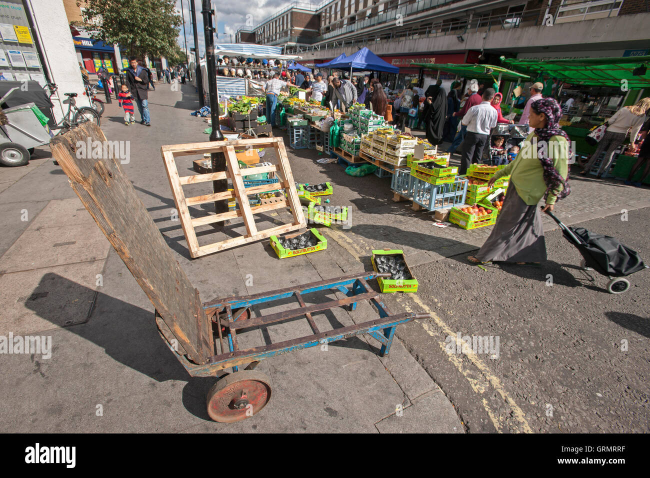 Sack Barrow , hand trolley cart fruit veg market stall, Market hand ...