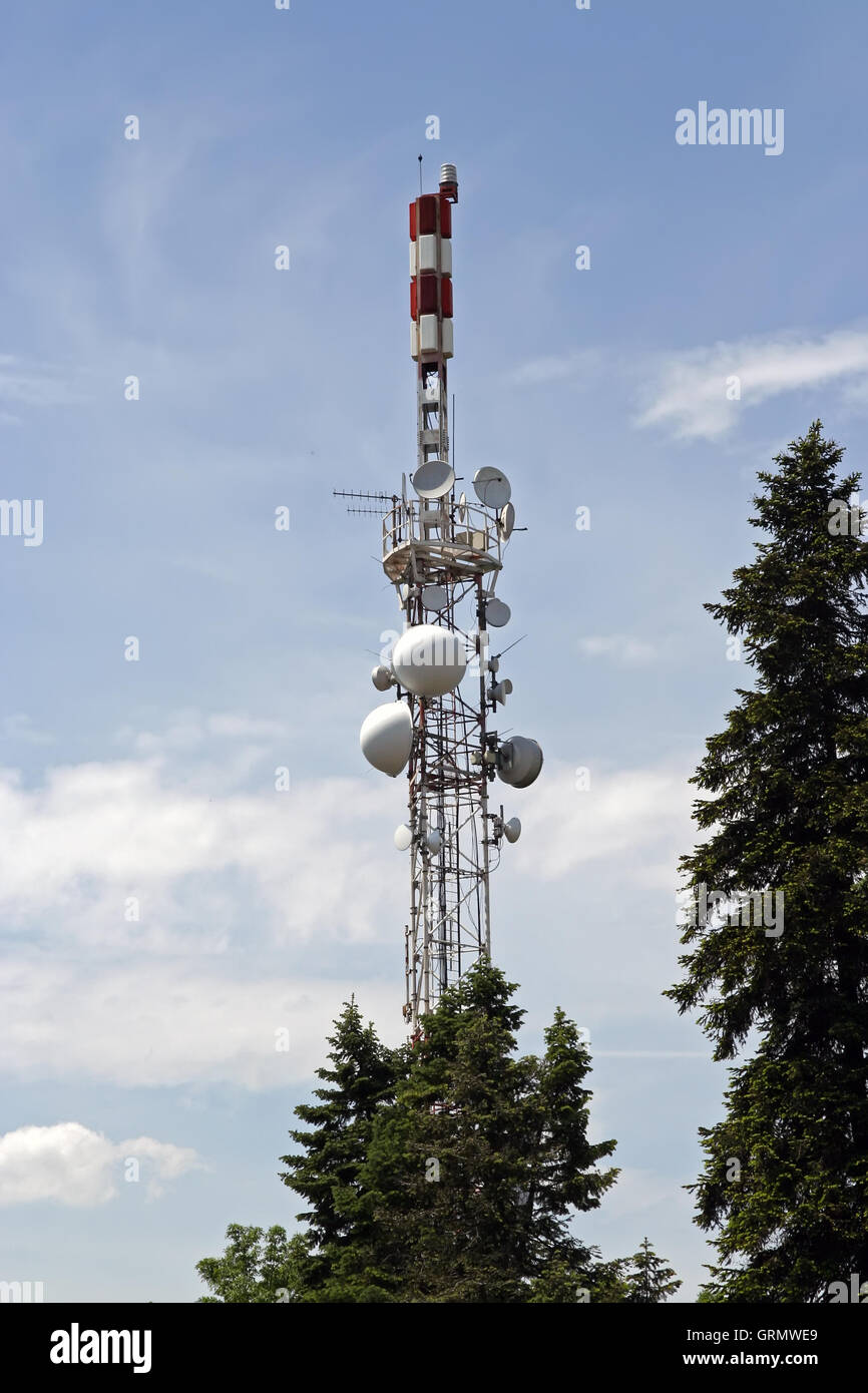 Television broadcast antenna tower. Television tower Stock Photo - Alamy
