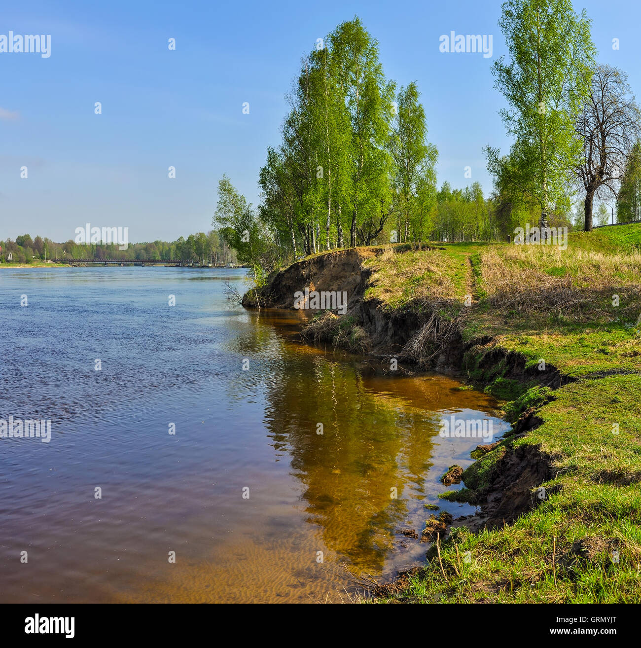 Spring landscape with the river Stock Photo - Alamy