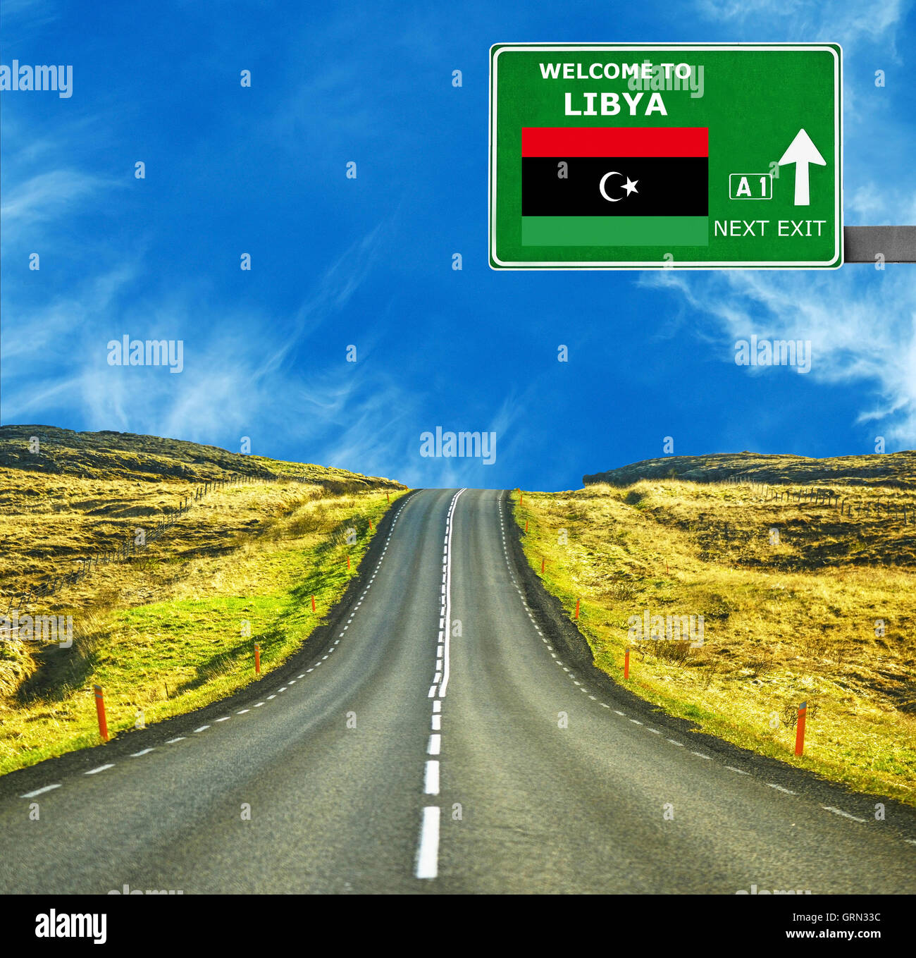 Libya highway road sign hi-res stock photography and images - Alamy