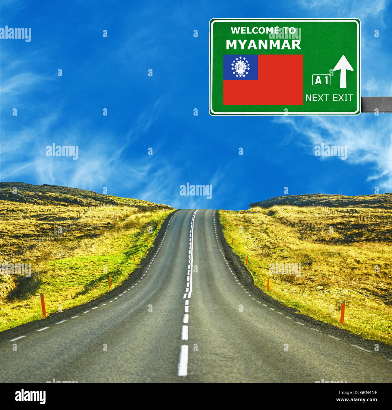 Myanmar road sign hi-res stock photography and images - Alamy