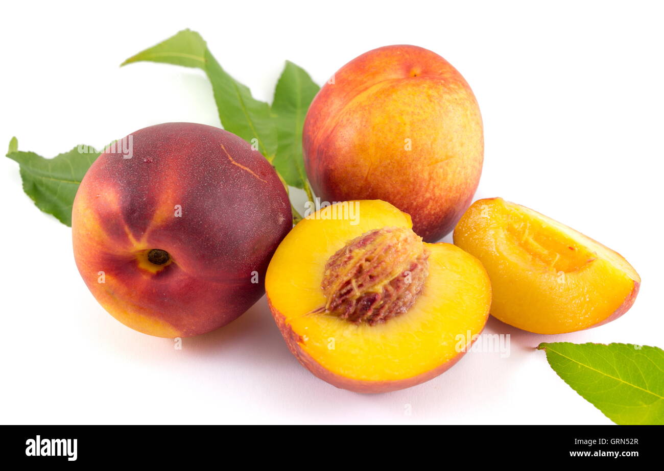 Fresh raw peaches on white. Fruit background Stock Photo - Alamy