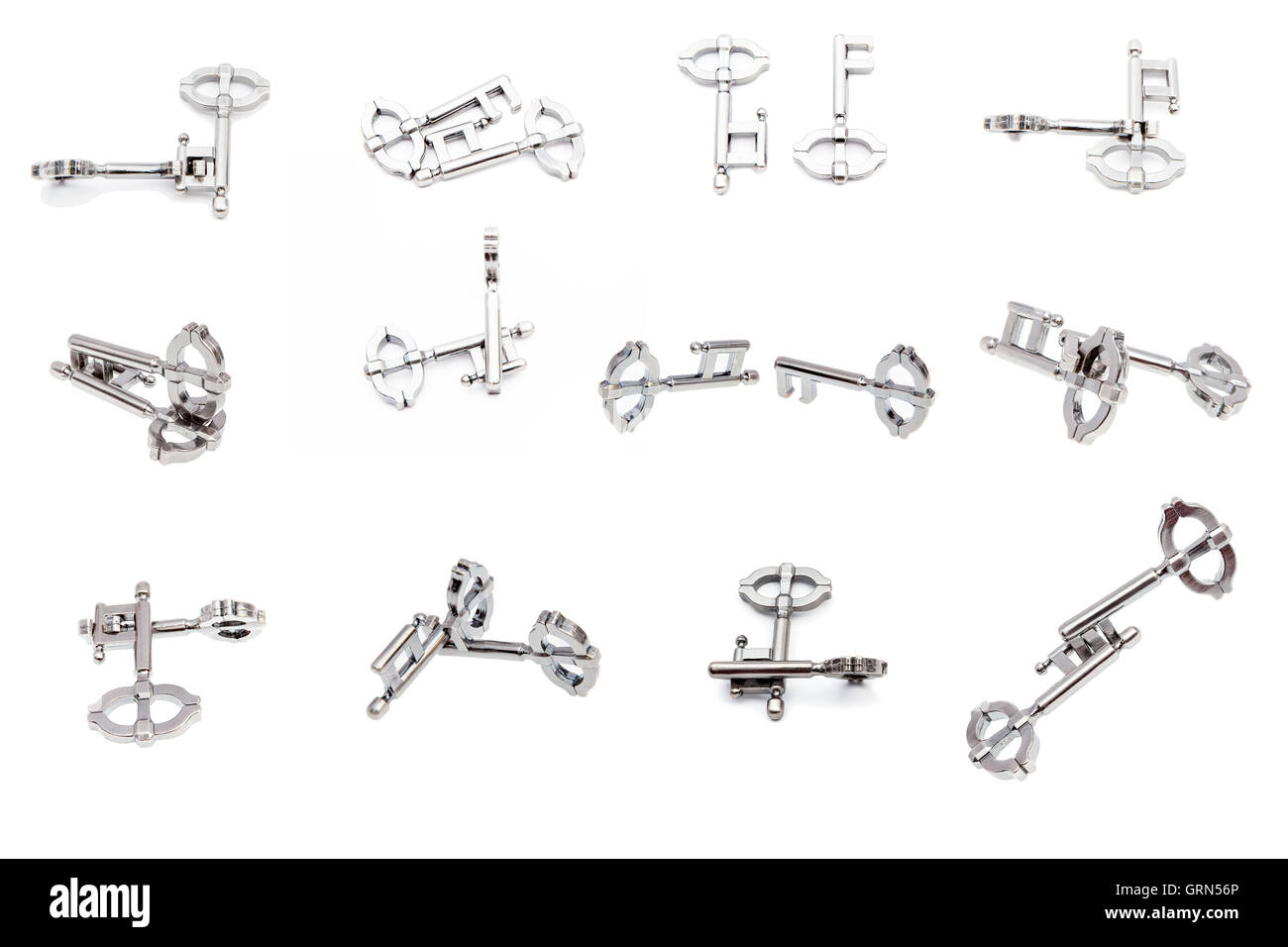 These are metal puzzle keys that can halls together and apart Stock ...