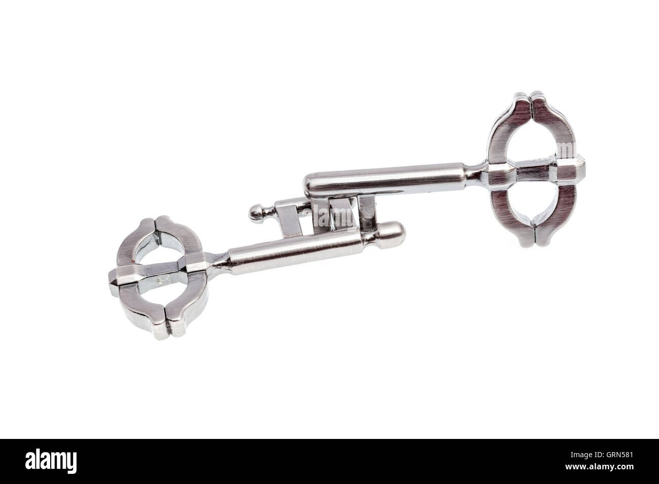 These are metal puzzle keys that can halls together and apart Stock ...