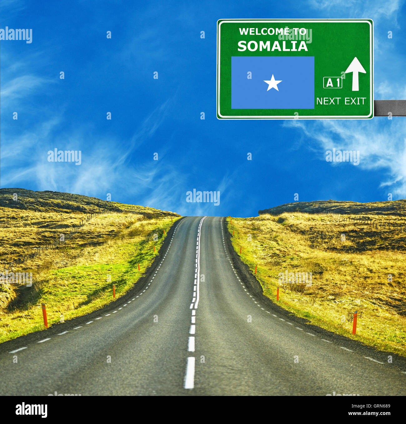 Somalia road sign against clear blue sky Stock Photo - Alamy