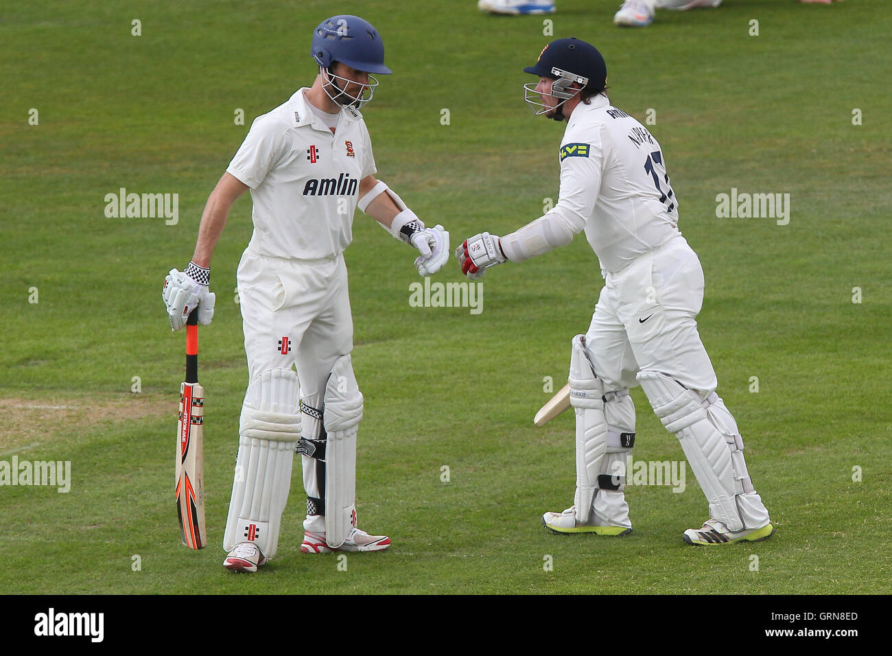 James Foster (L) and Graham Napier of Essex - Lancashire CCC vs Essex ...
