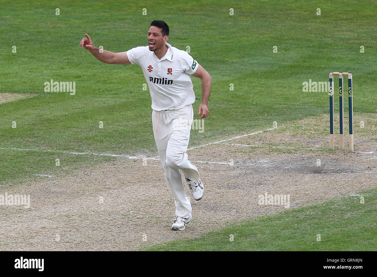 Sajid Mahmood of Essex celebrates - Lancashire CCC vs Essex CCC - LV ...