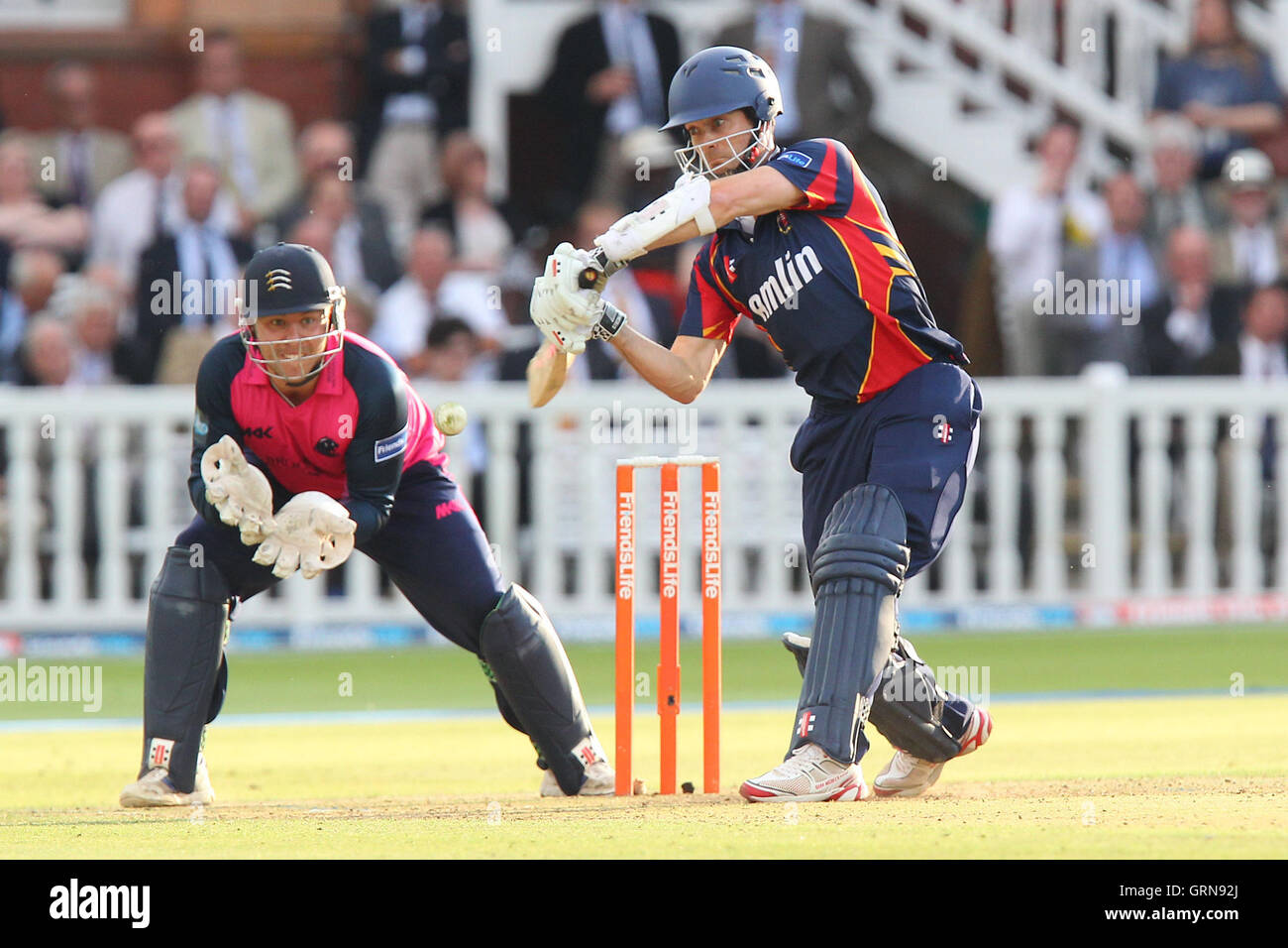 James Foster in batting action for Essex as Adam Rossington looks on ...