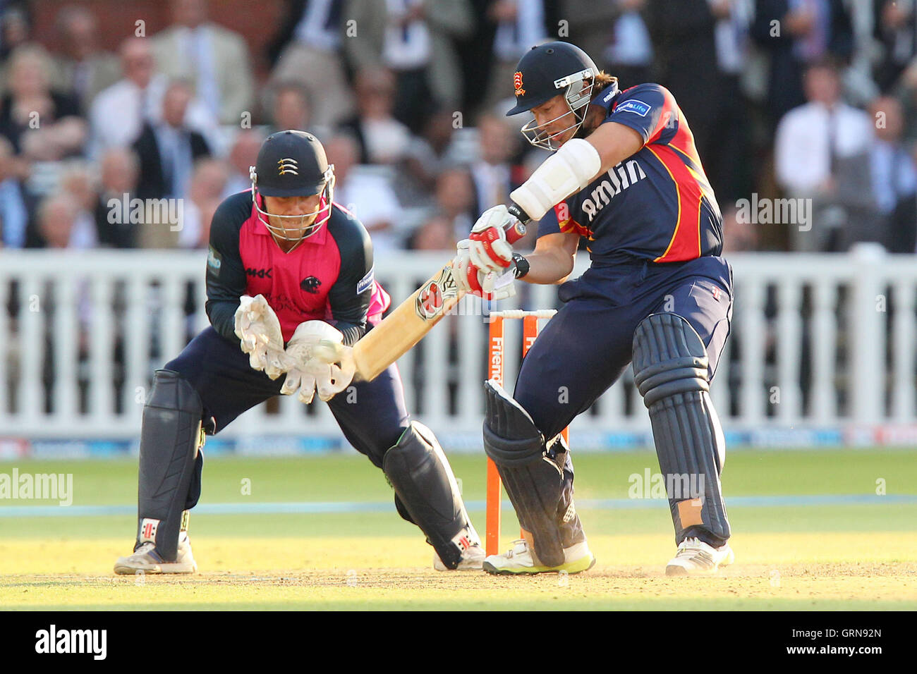 Graham Napier in batting action for Essex as Adam Rossington looks on ...