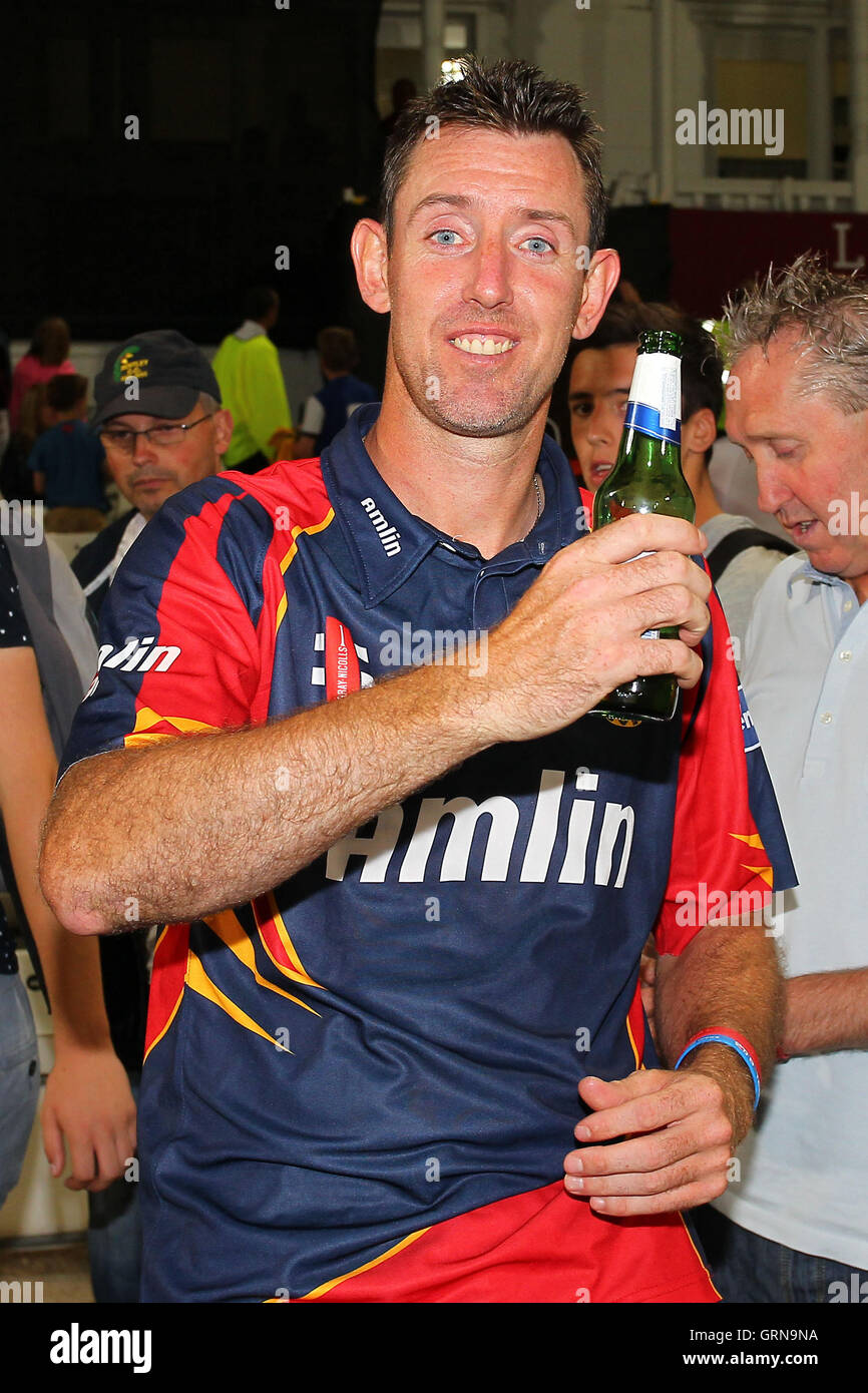 David Masters of Essex celebrates victory with a beer - Nottinghamshire ...