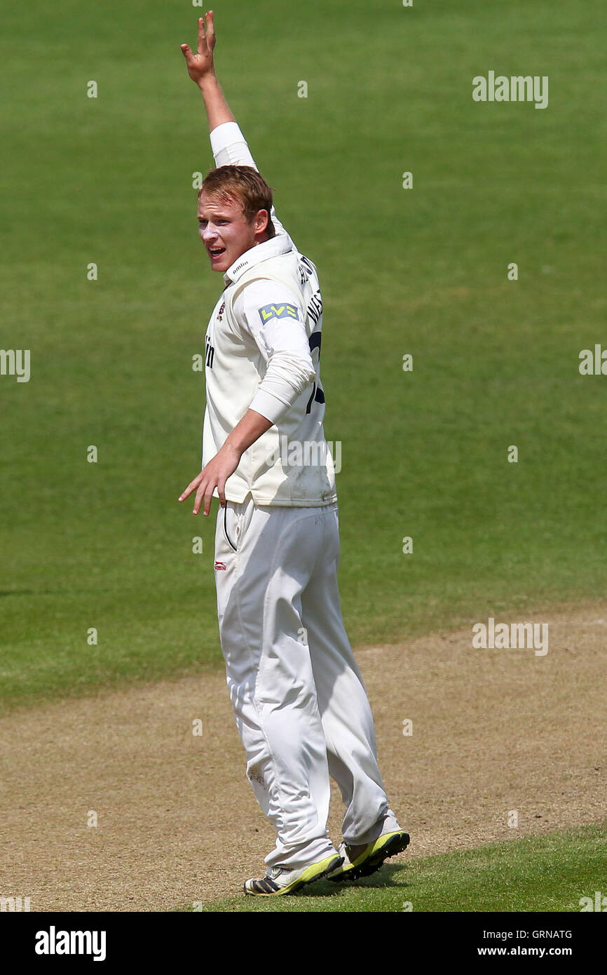 Tom Westley of Essex appeals for the wicket of Matthew Pardoe ...
