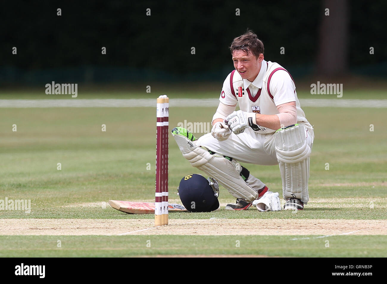 Tom Oakley in batting action for Brentwood - Brentwood CC (batting) vs ...