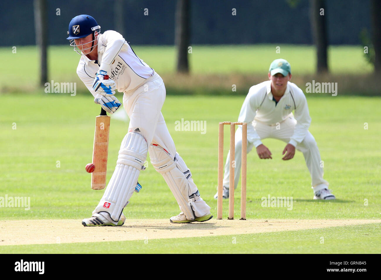 Frank Hazel in batting action for Upminster - Chelmsford CC vs ...