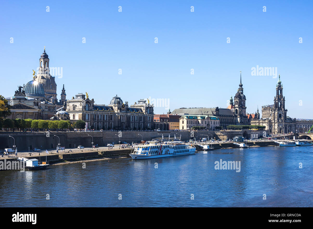 The historic Old Town waterfront of the city of Dresden, Saxony ...