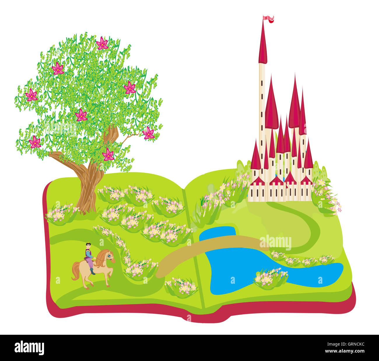 Open book prince riding horse castle Cut Out Stock Images & Pictures ...