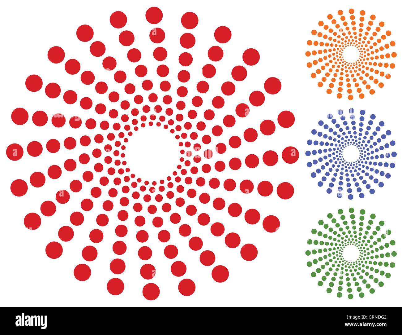 Dots, circles circular motif, element. Radiating, radial dots Stock ...