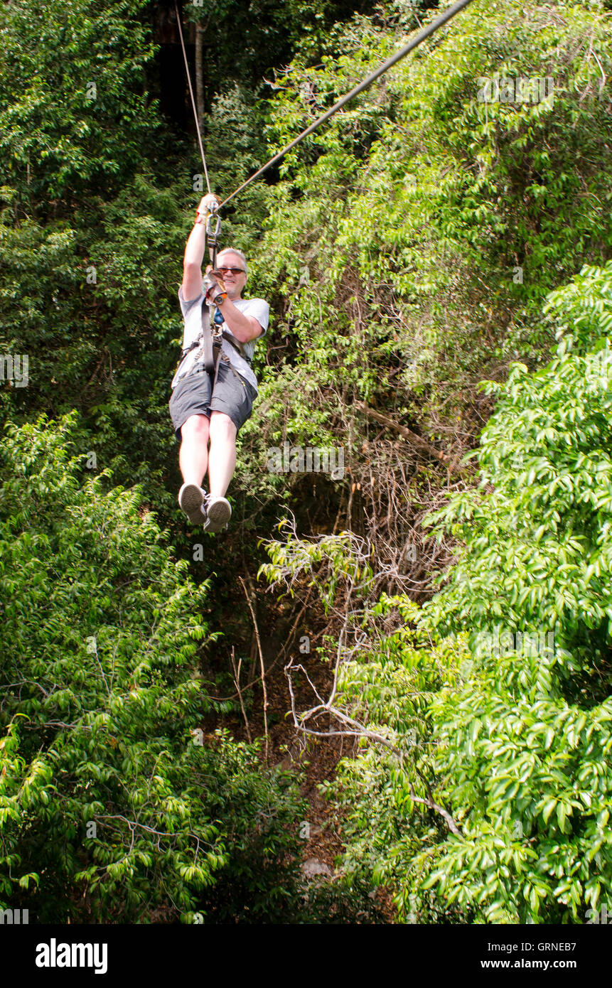 Zip wire Canopy Adventures and Secret Falls, Koh Samui, Thailand Stock ...