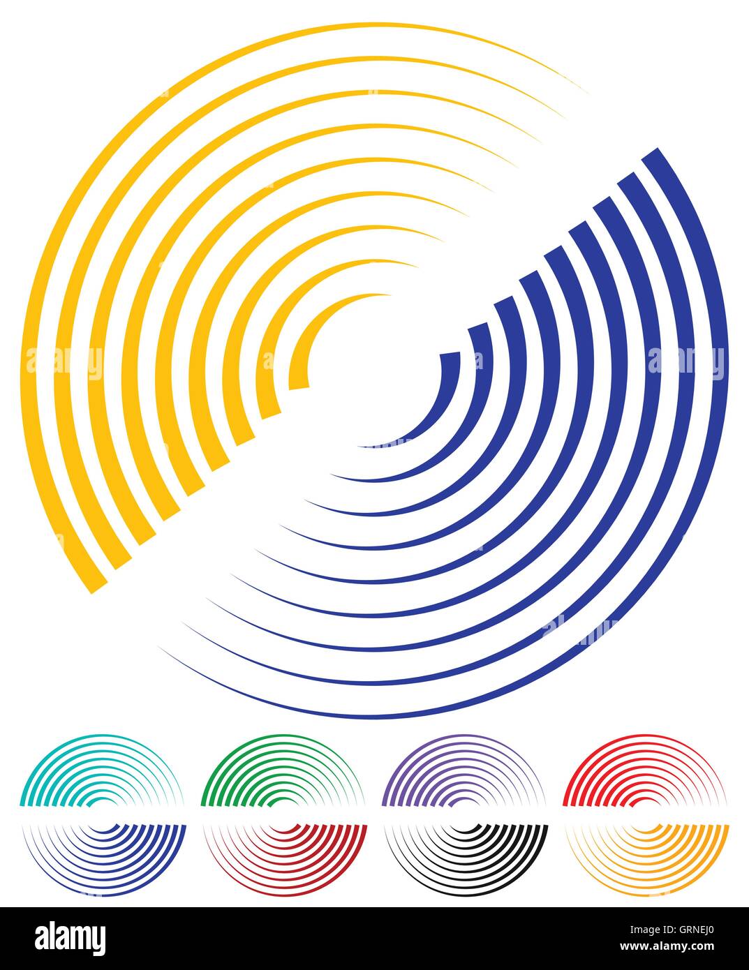Concentric circles, signal, spiral shapes. More colors included Stock ...