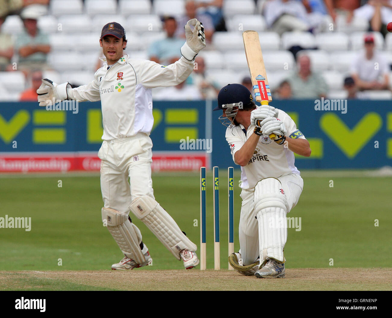 Steve Snell of Glos is clean bowled by James Middlebrook as James ...