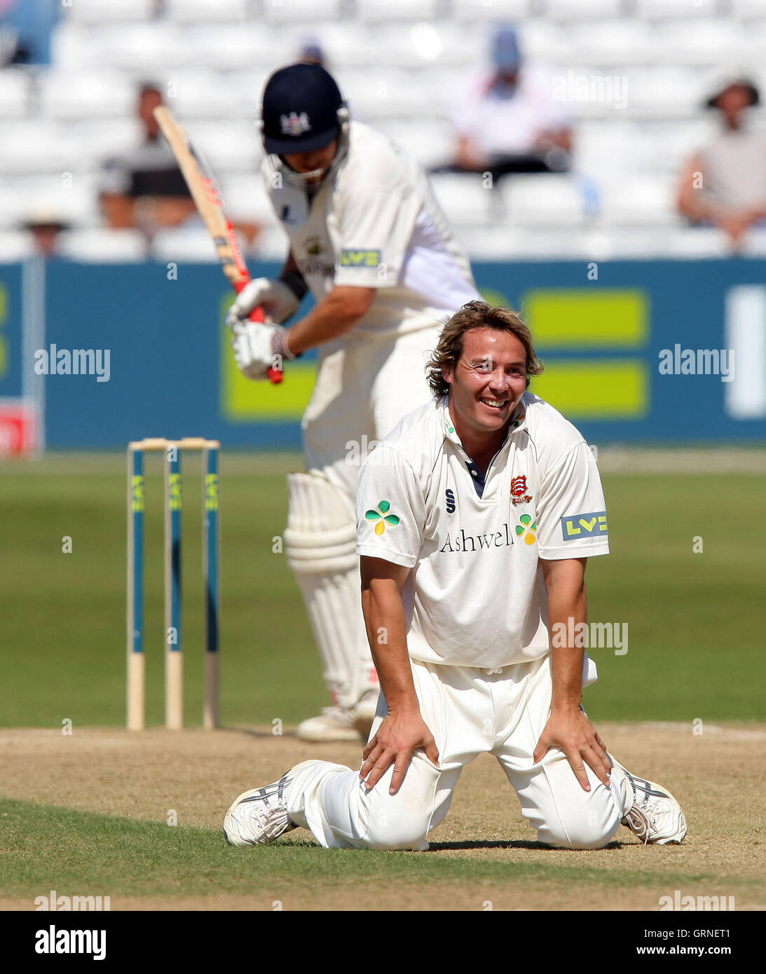 Graham Napier of Essex appeals unsuccessfully for the wicket of Mark ...