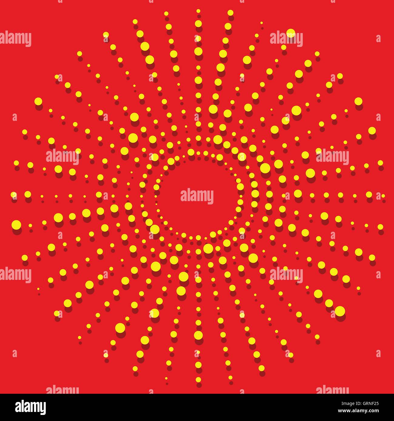 Random dots radial halftone element, pop art red, yellow colors Stock ...