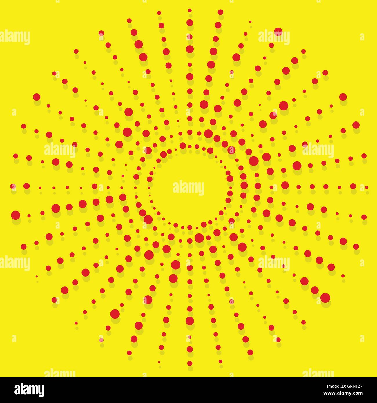 Random dots radial halftone element, pop art red, yellow colors Stock ...