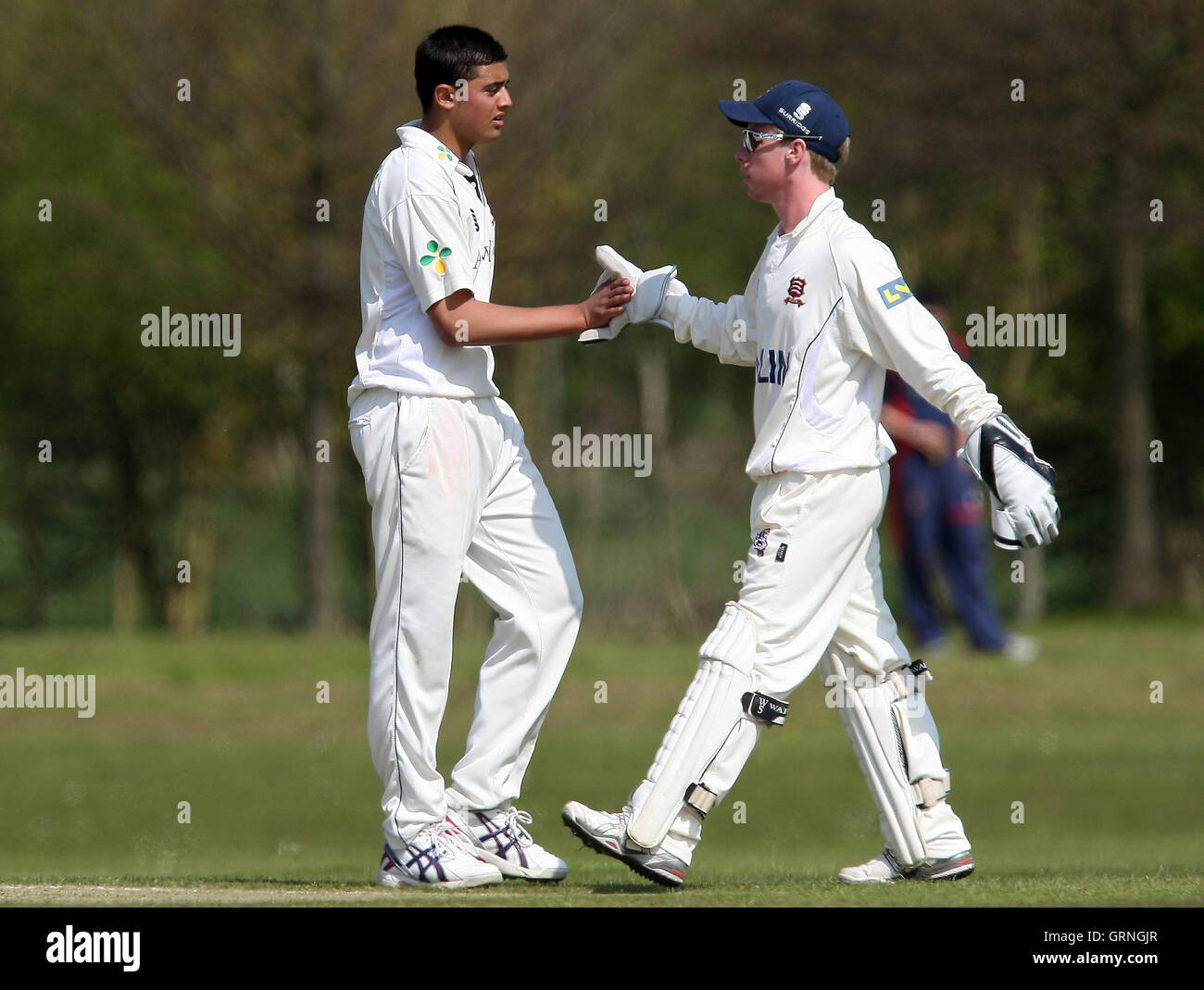 Basil Akram (L) celebrates wicket for Essex with Adam Wheater- Essex ...