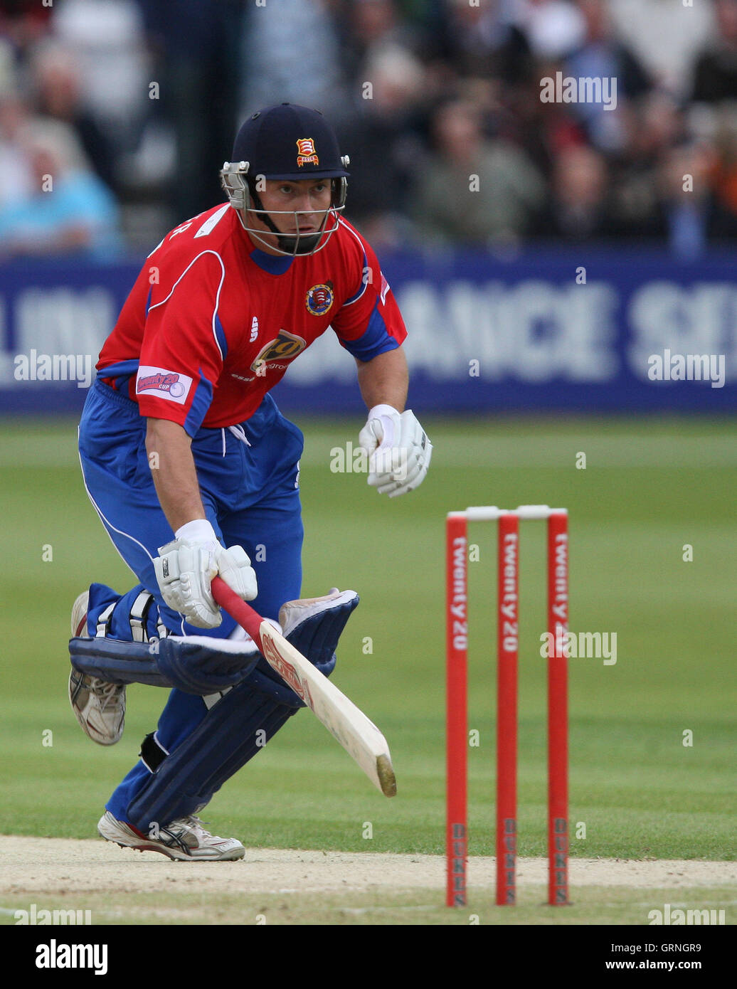 Graham Napier of Essex Eagles (red shirt) in Twenty 20 T20 batting ...