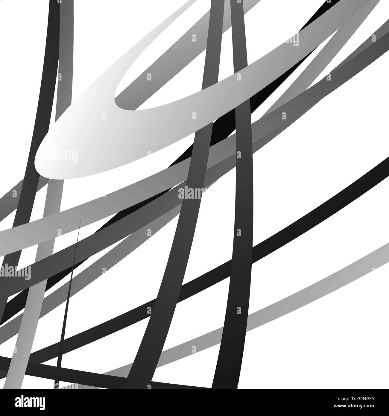 Overlapping random curved lines / shapes grayscale geometric pattern ...