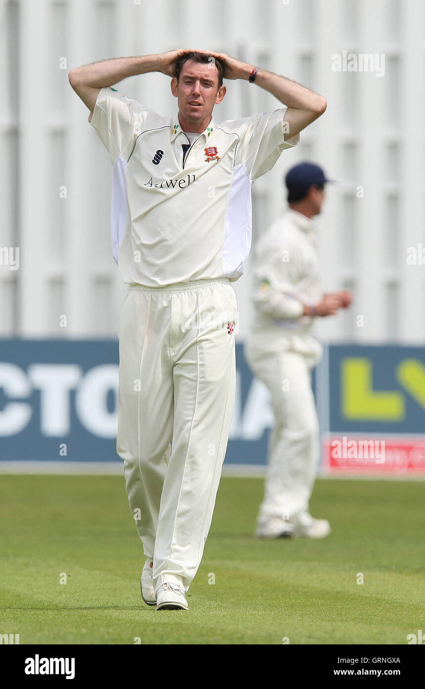 David Masters of Essex reacts as a wicket chance goes astray - Kent CCC ...