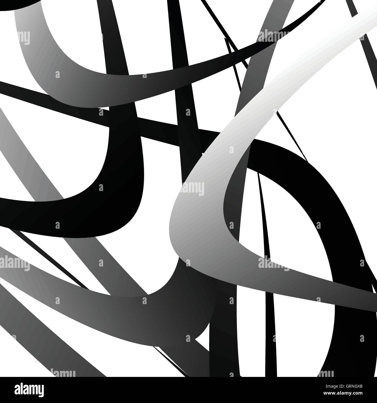 Overlapping random curved lines / shapes grayscale geometric pattern ...