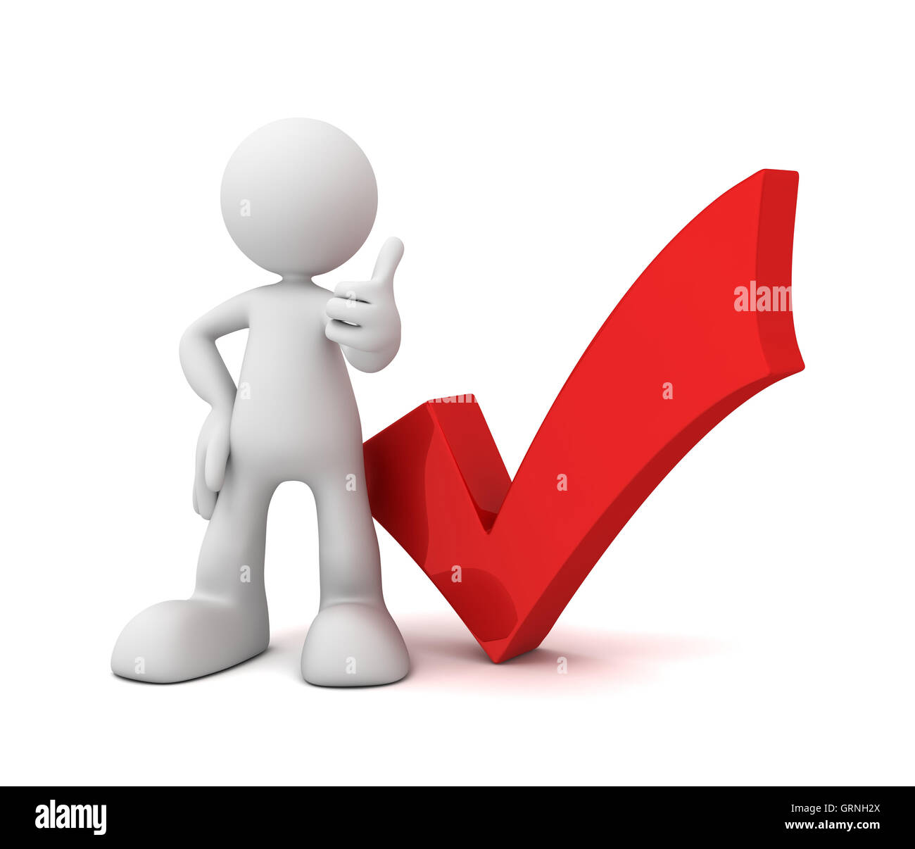 check mark and man concept illustration Stock Photo - Alamy
