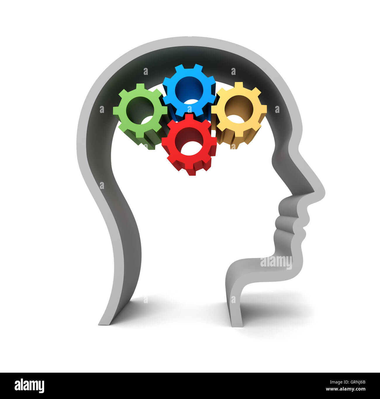 Gear brain profile hi-res stock photography and images - Alamy