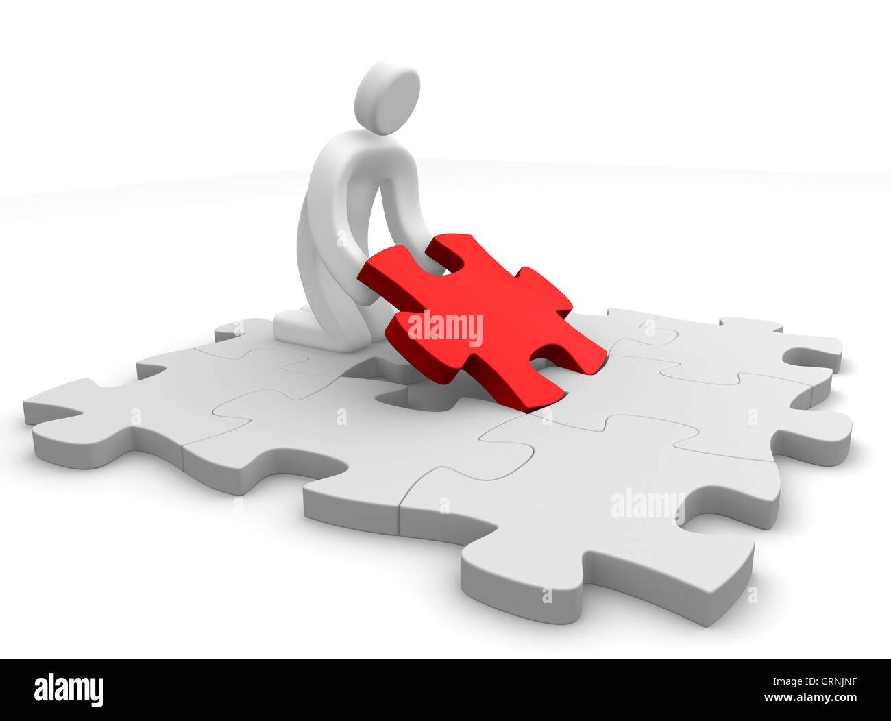 man completing the puzzle concept illustration Stock Photo - Alamy