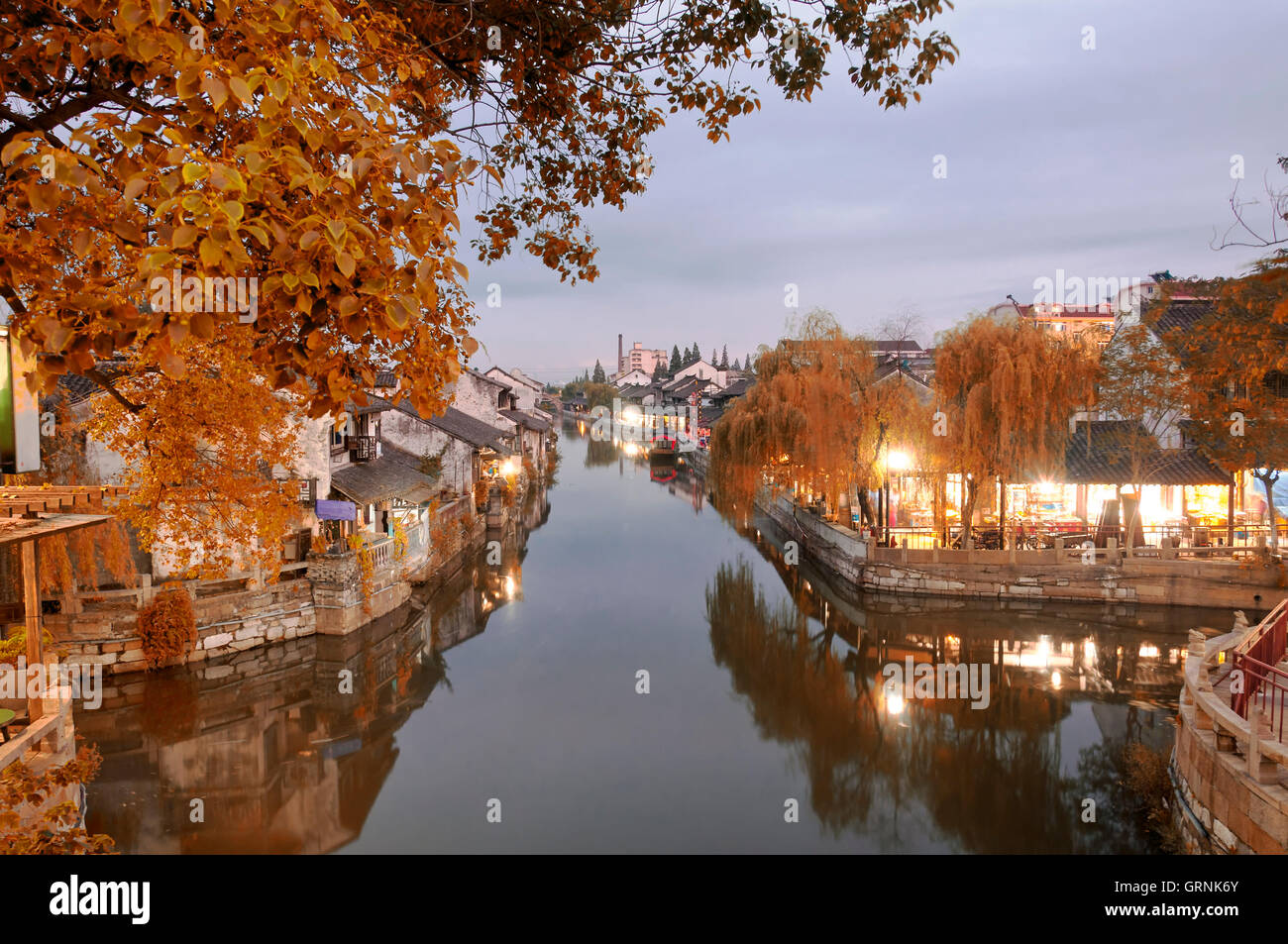 The buildings and water canals of Fengjing Town in Shanghai China at ...