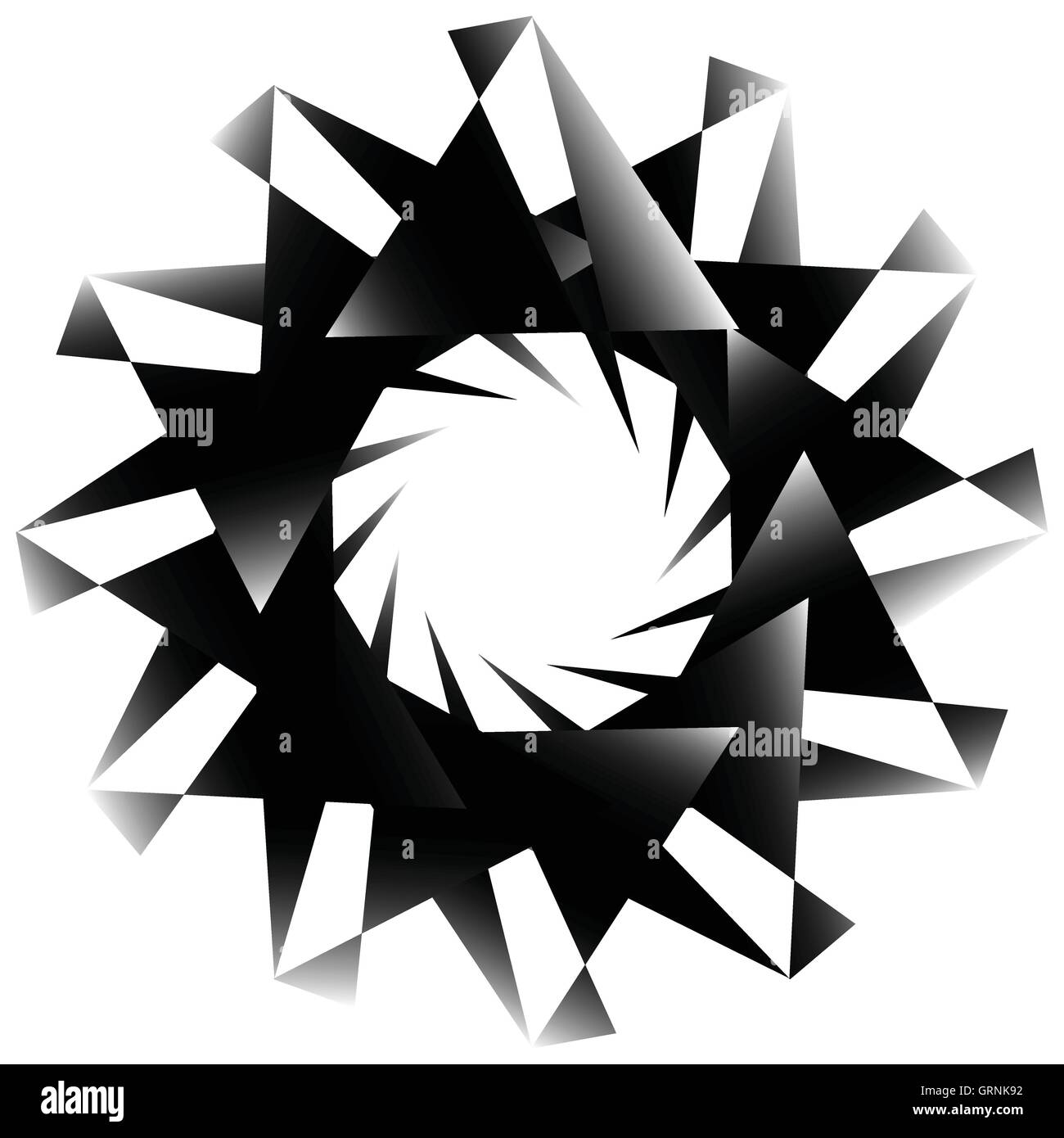Radial, spirally geometric decorative element - Abstract monochrome ...