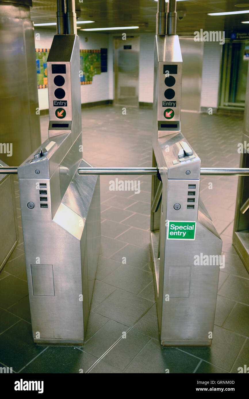 Subway entrance with turnstiles at Oculus the centerpiece of World ...