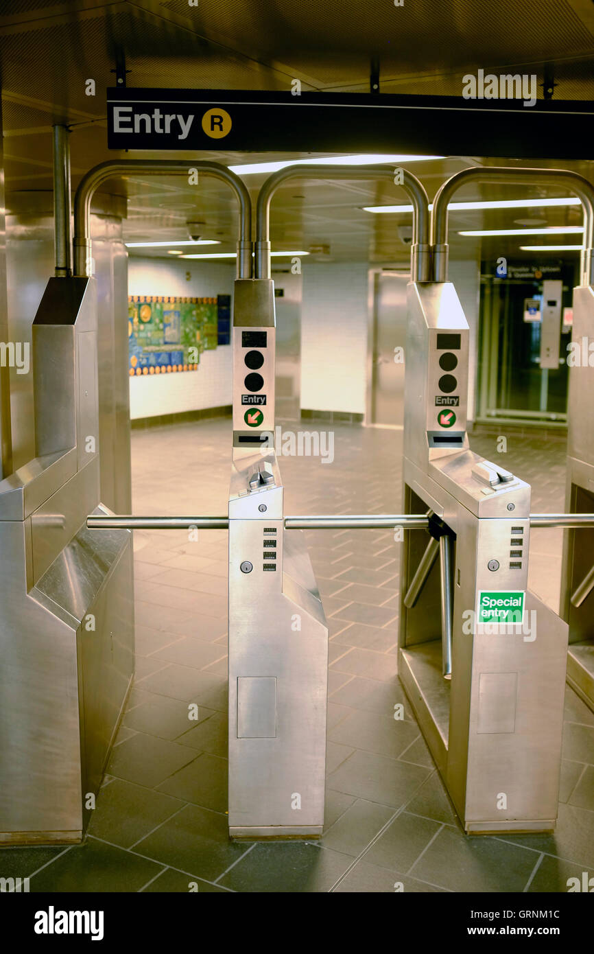 Subway entrance with turnstiles at Oculus the centerpiece of World ...