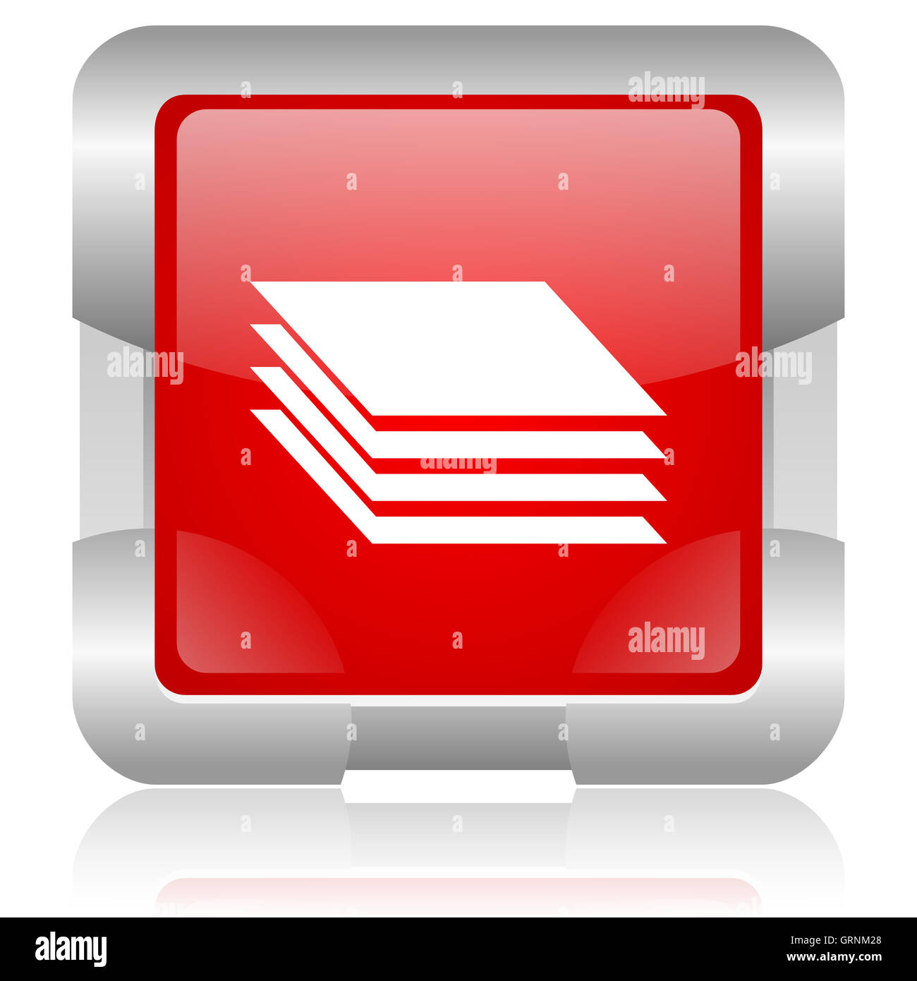 layers red square web glossy icon Stock Photo - Alamy