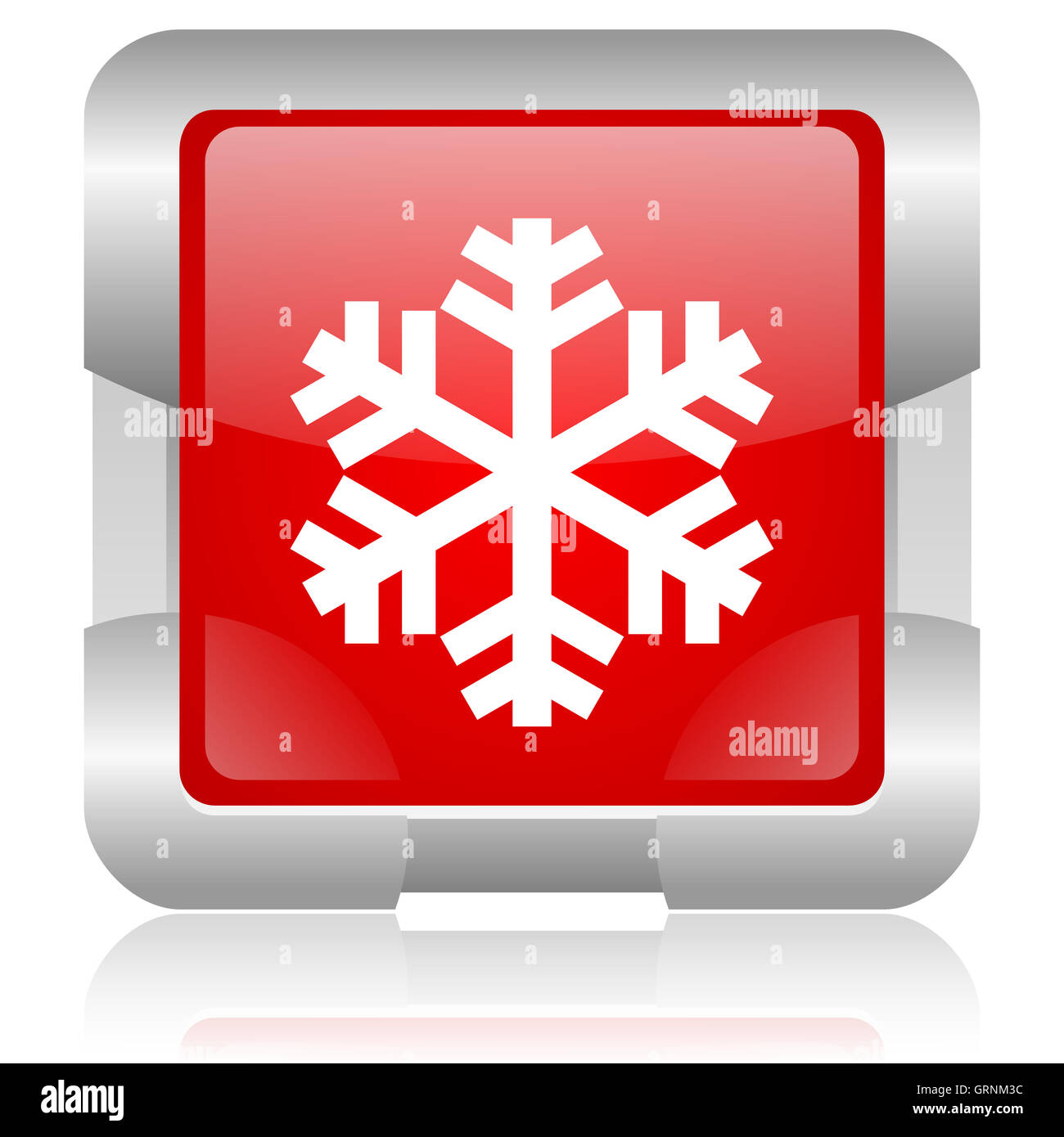 snowflake red square web glossy icon Stock Photo - Alamy