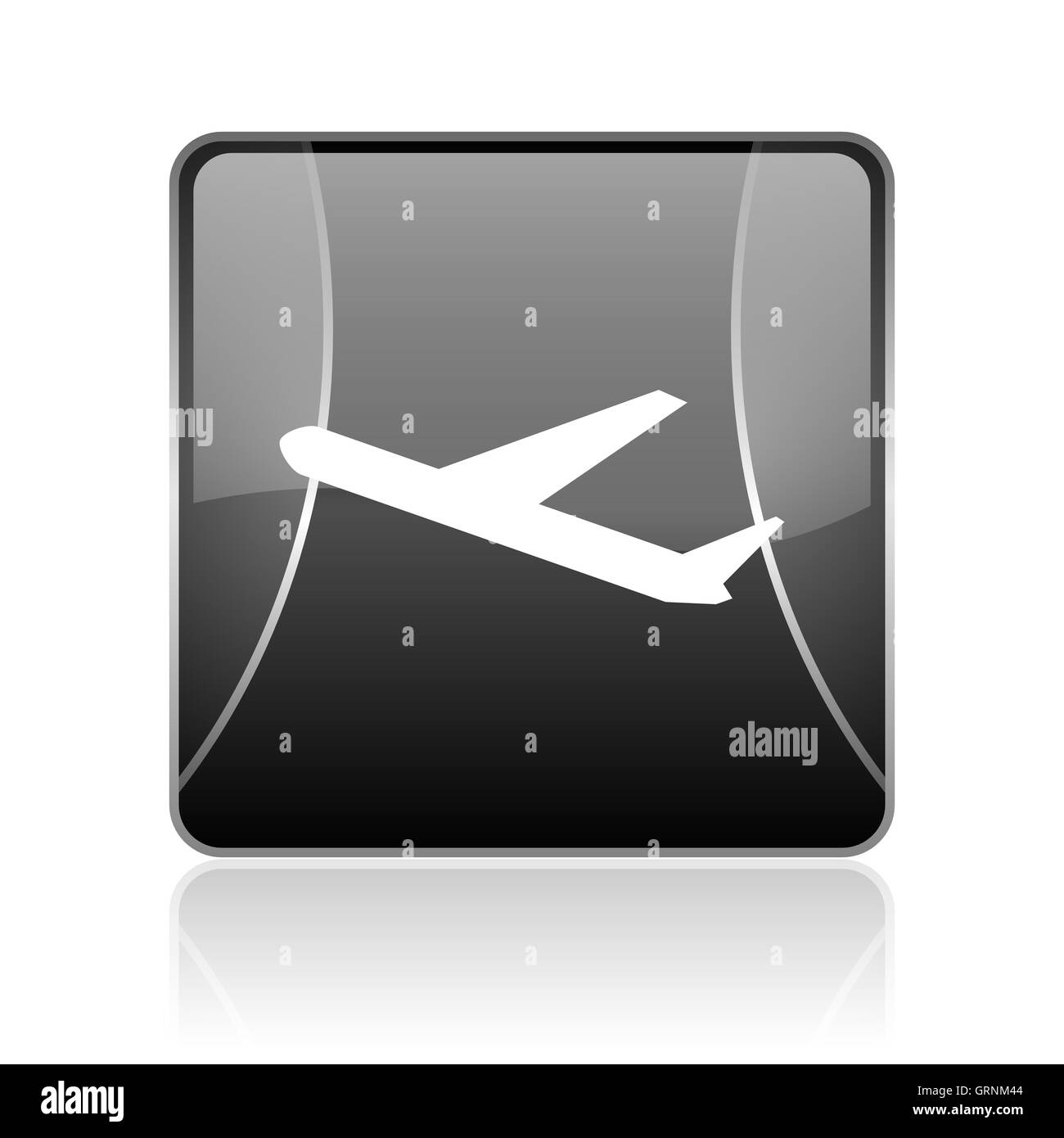 airplane black square web glossy icon Stock Photo - Alamy