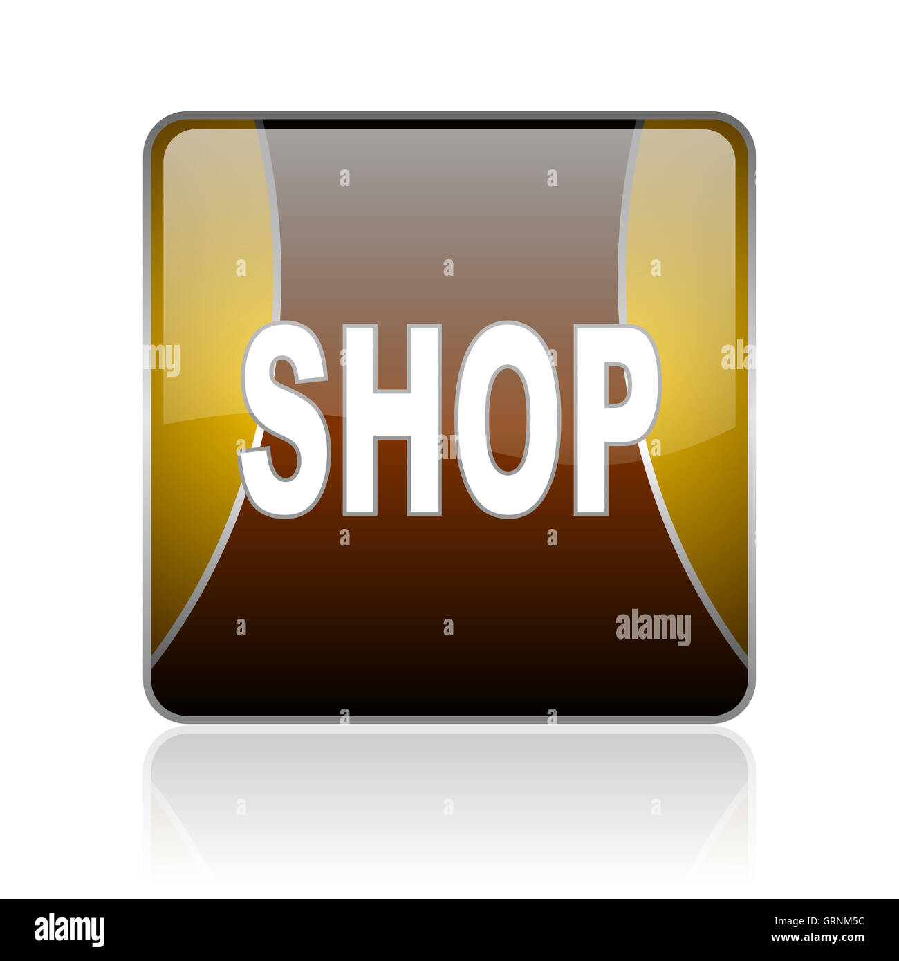 shop golden square web glossy icon Stock Photo - Alamy